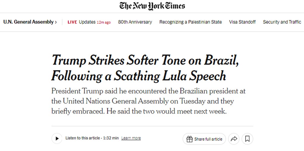 Trump adotou 'tom mais ameno' após 'discurso contundente' de Lula, diz ...