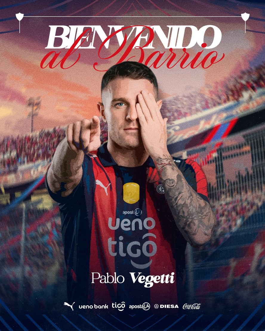 Adeus ao Vasco: Vegetti é anunciado pelo Cerro Porteño