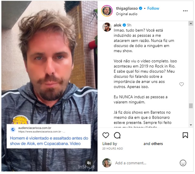 Alok responde Thiago Gagliasso sobre declarações políticas no 'show do ...