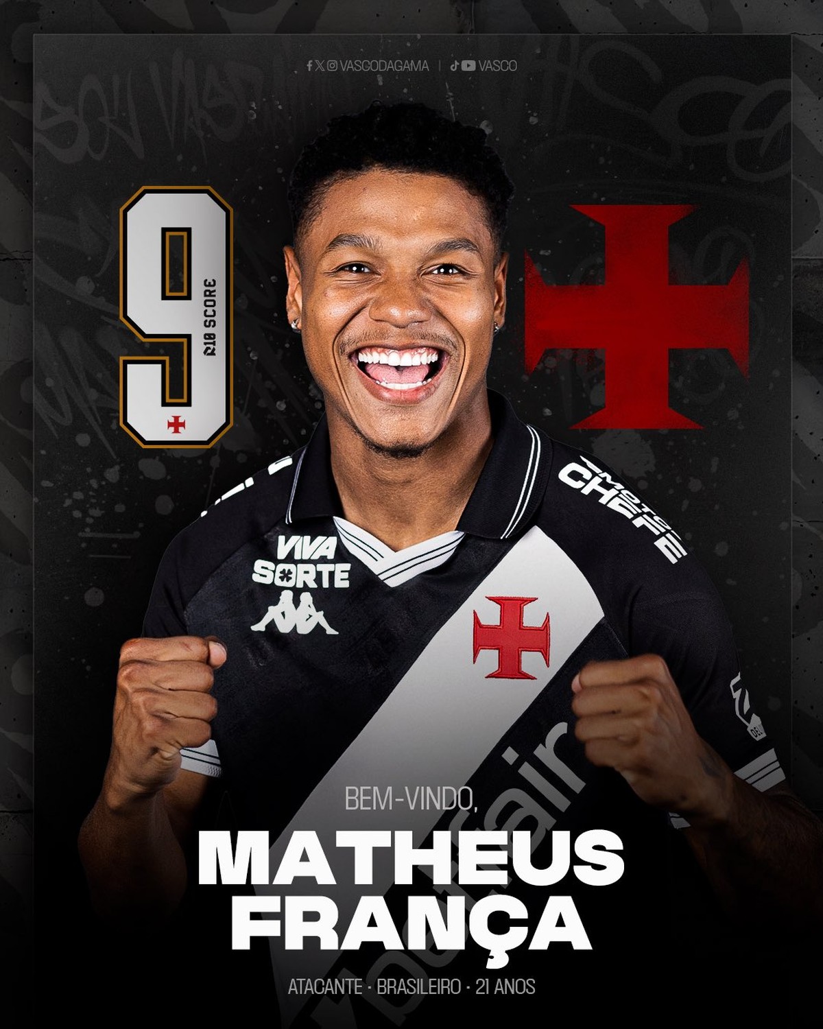 Vasco anuncia Matheus França, ex-Crystal Palace