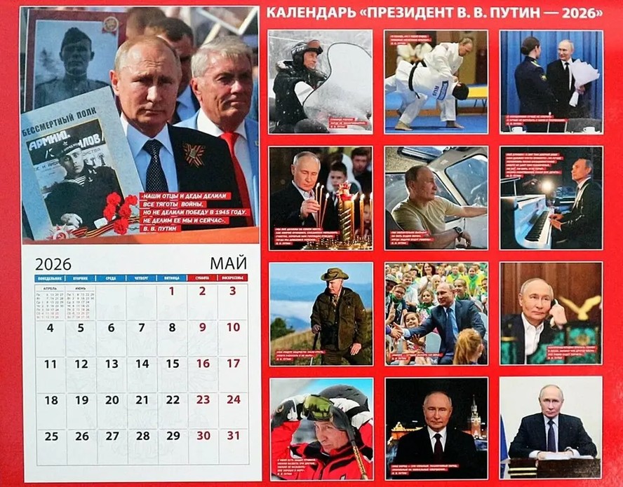 Novo calendário da Rússia para 2026 exalta Putin como 'um homem para ...