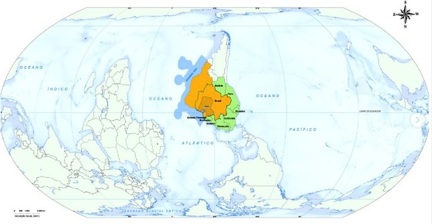 COP30: IBGE lança mapa 'invertido' com Pará no centro do mundo