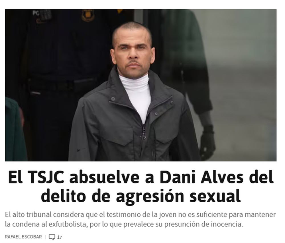 Anulação de sentença de Daniel Alves repercute na imprensa mundial