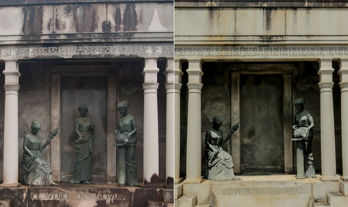 Estátua furtada no Cemitério São João Batista pesava 120 quilos