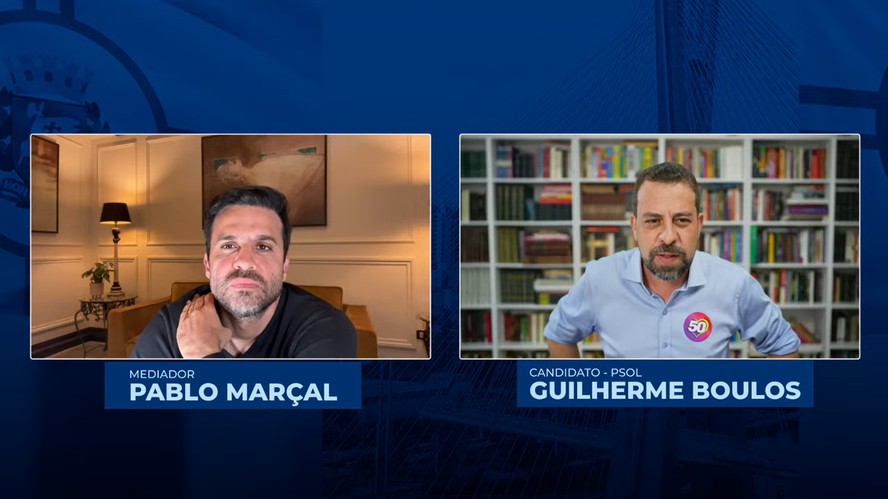 Em live que chamou de sabatina, Marçal levanta para Boulos cortar