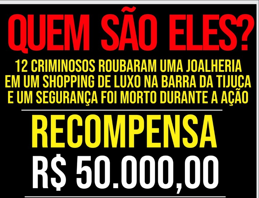 Assalto No Village Mall Disque Denúncia Oferece R 50 Mil Por