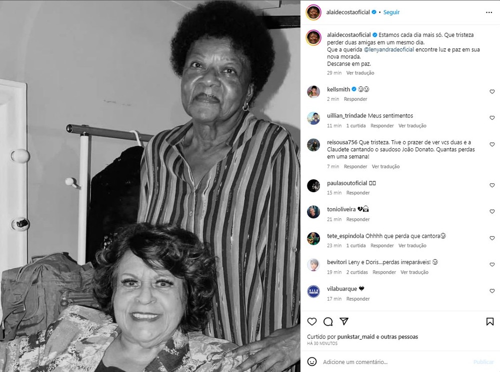 Artistas lamentam morte de Leny Andrade; veja repercussão