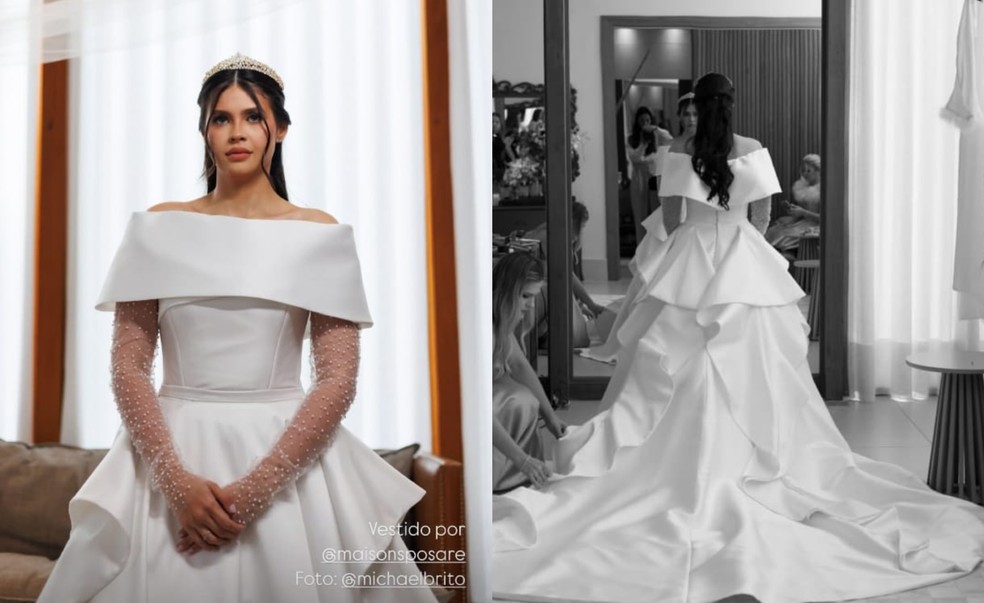 Romântico e moderno: veja detalhes do vestido de noiva da nora de Maíra Cardi em luxuoso casamento