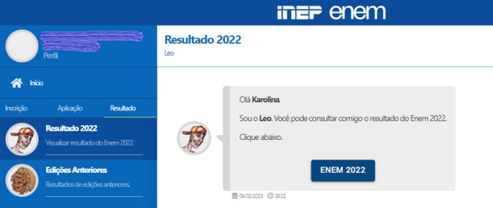 Enem 2023: como ver resultado na página do participante do Inep