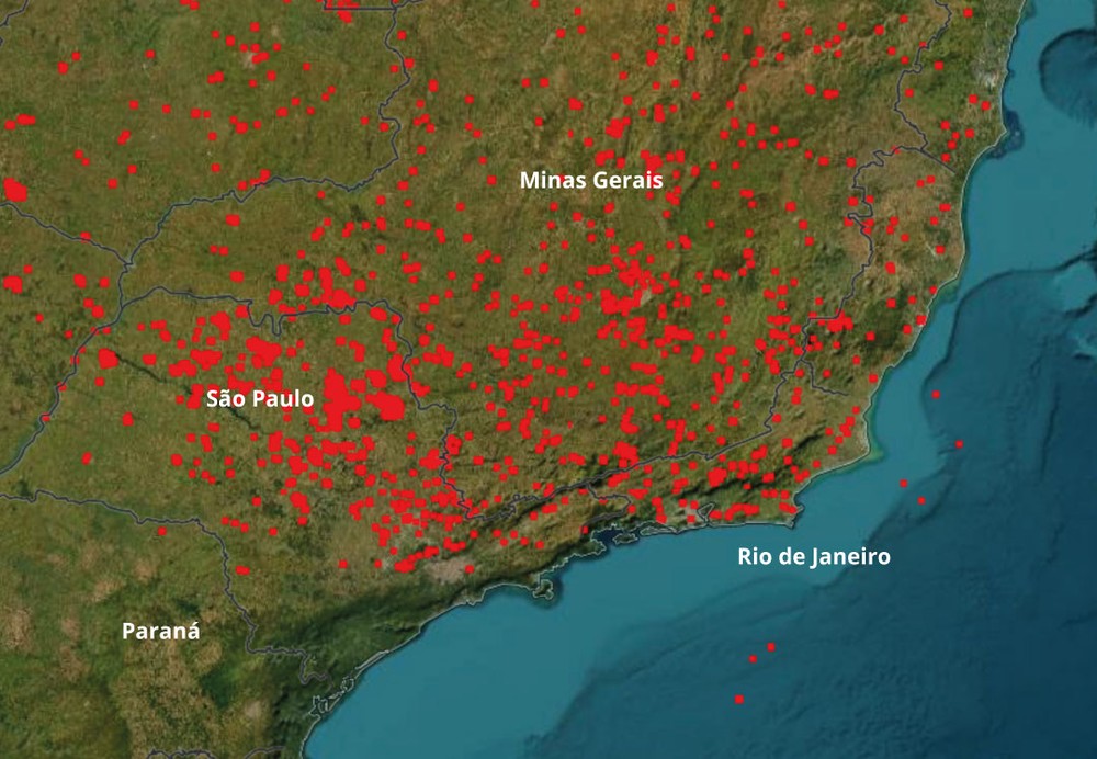 Imagem de satélite da Nasa mostra concentração de focos de incêndios em ...