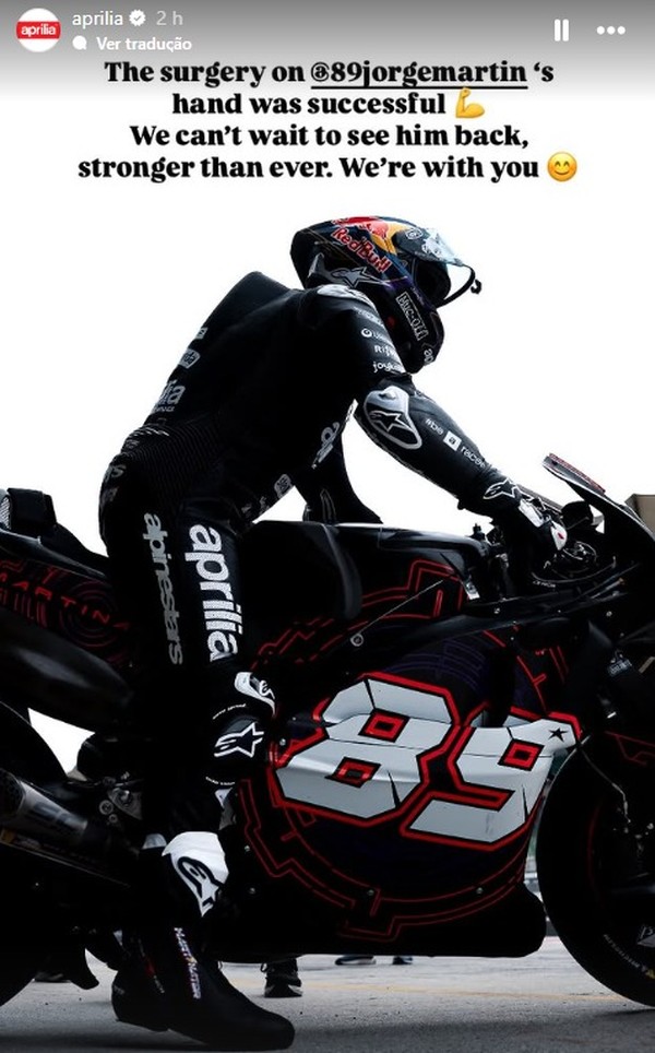 Campeão mundial de MotoGP, Jorge Martin passa por cirurgia na mão após ...